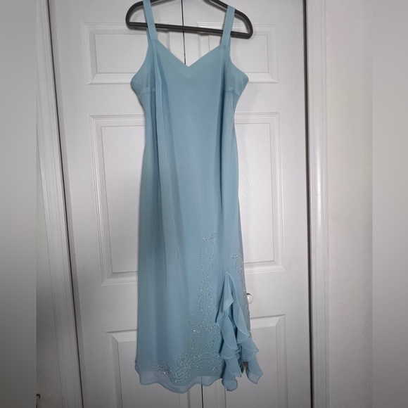 R&M Richards | Dresses | Light Blue Ruffle Accent Long Dress With ...